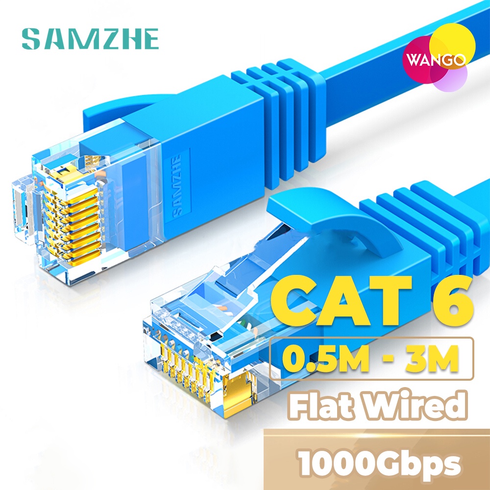SAMZHE 0.5 - 3 Meter CAT6 Flat Ethernet RJ45 Lan Cable Ethernet Patch ...