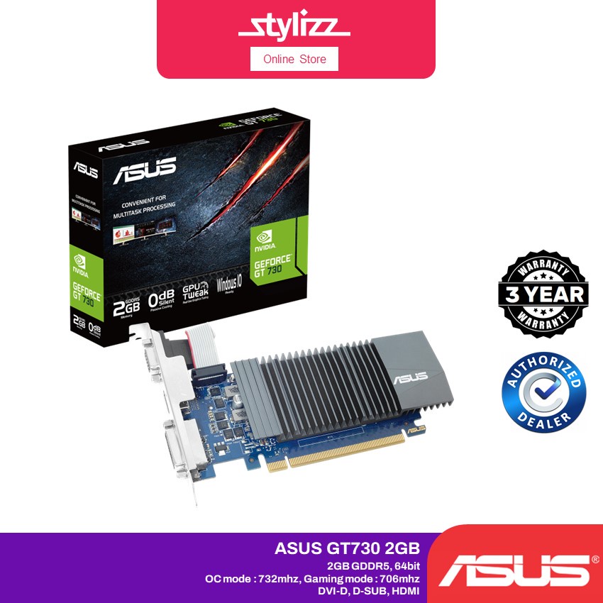 ASUS GEFORCE GT730 2GB GDDR5 GRAPHIC CARD - OC mode: 732 MHz, Gaming ...