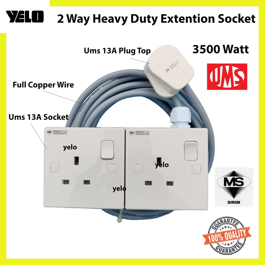 Heavy Duty Extension Plug Socket Extension Plug FULL COPPER WIRE 3 / 4 ...