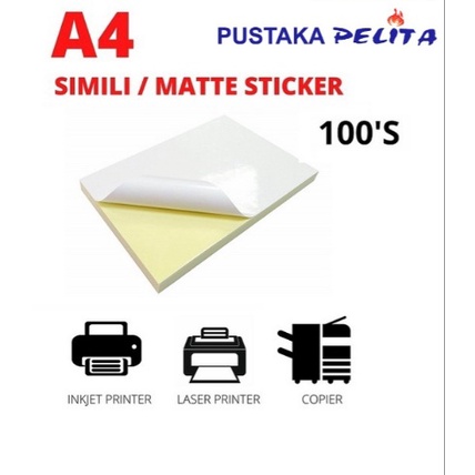 A4 White Simili/Matt Sticker 100 sheets | Shopee Malaysia
