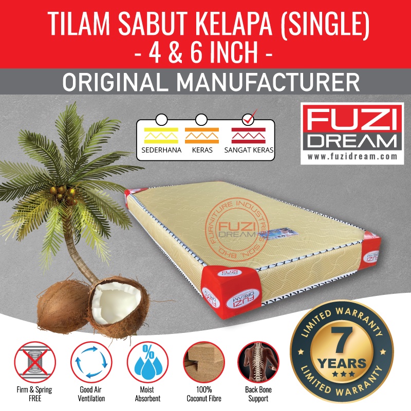 Tilam Sabut Kelapa / 100% Coconut Fibre Mattress for Backpain - DELIVERY KL-SELANGOR ONLY ...