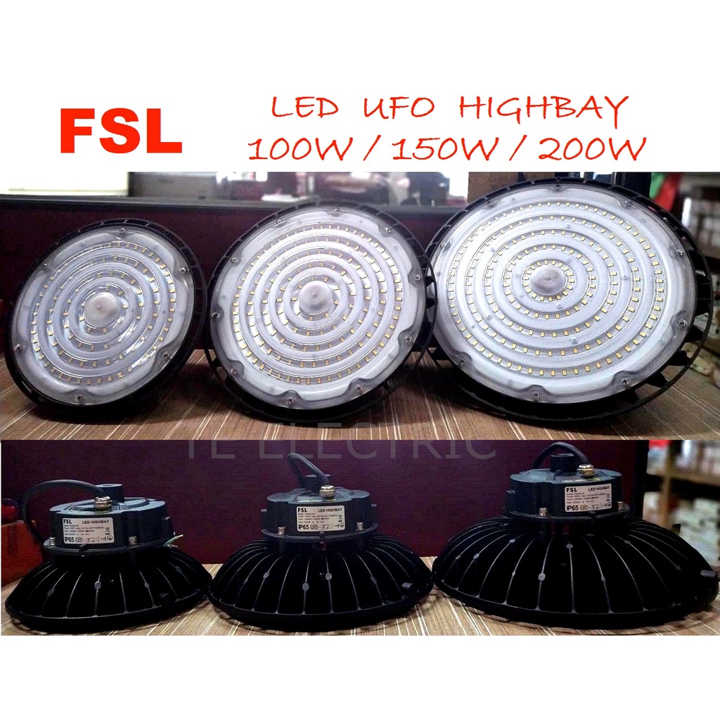 FSL 100W / 150W / 200W LED UFO HIGH BAY DAYLIGHT HANGING FACTORY LAMP ...