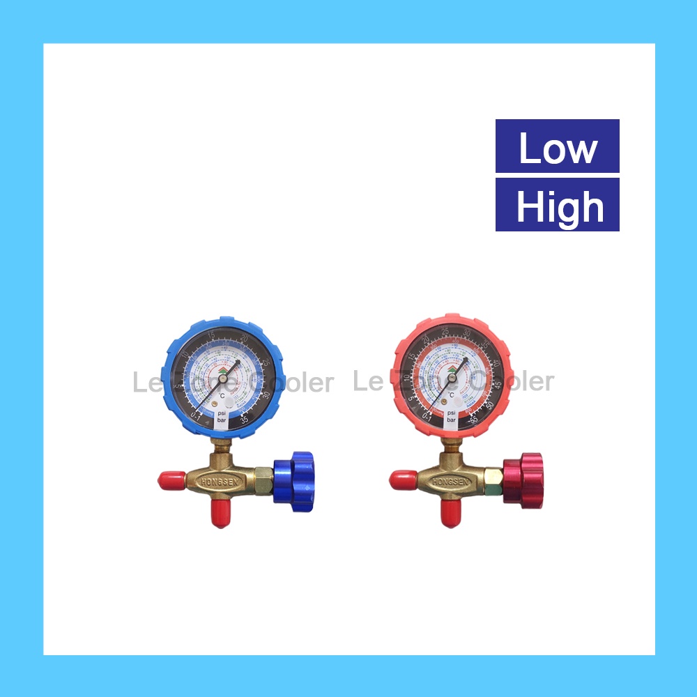 Aircond Hongsen Single Manifold Gauge Low Side High Side Gas Meter Set ...