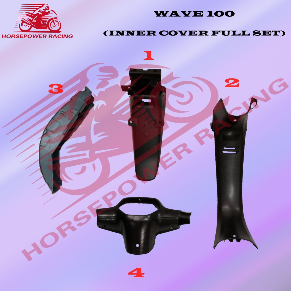 WAVE 100 HONDA MATT BLACK INNER COVER FULL SET (1-4) (WAVE100) | Shopee ...