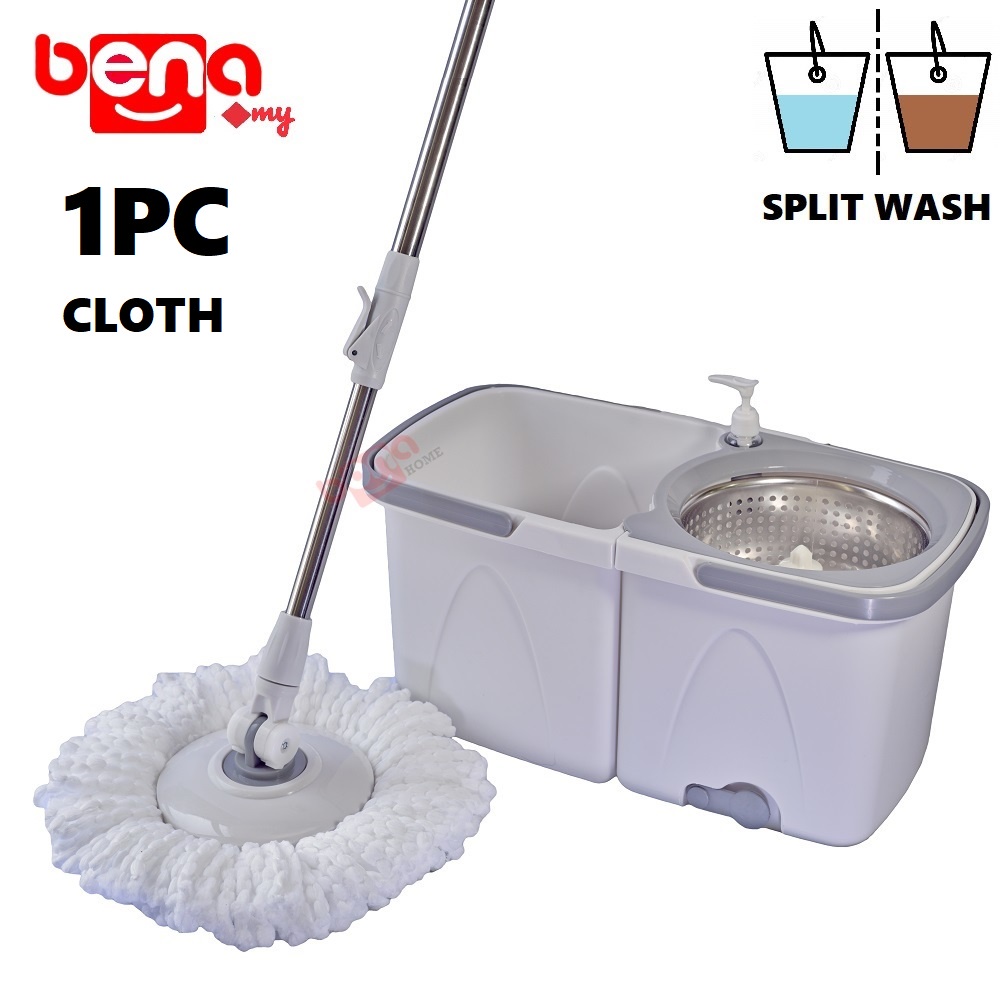 10L Non Mix Clean Water Spin Mop Floor Cleaner Split Pail Magic Clean ...