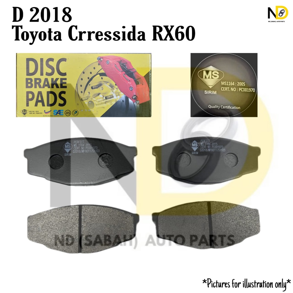 TOYOTA CRESSIDA RX60 D2018 FRONT BRAKE PAD | Shopee Malaysia