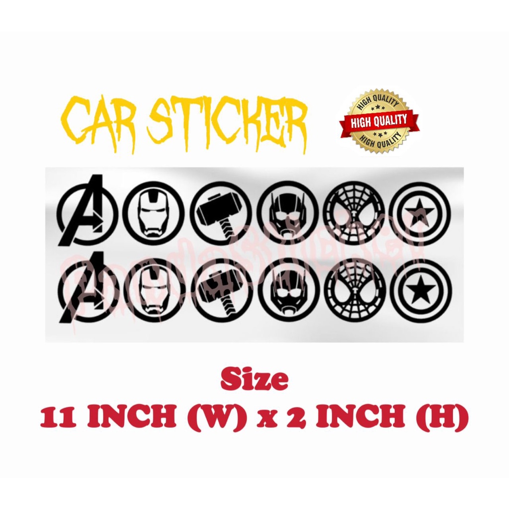 2 PCS 6 Symbols Car Sticker Avenger Ironman Antman Spiderman Captain ...