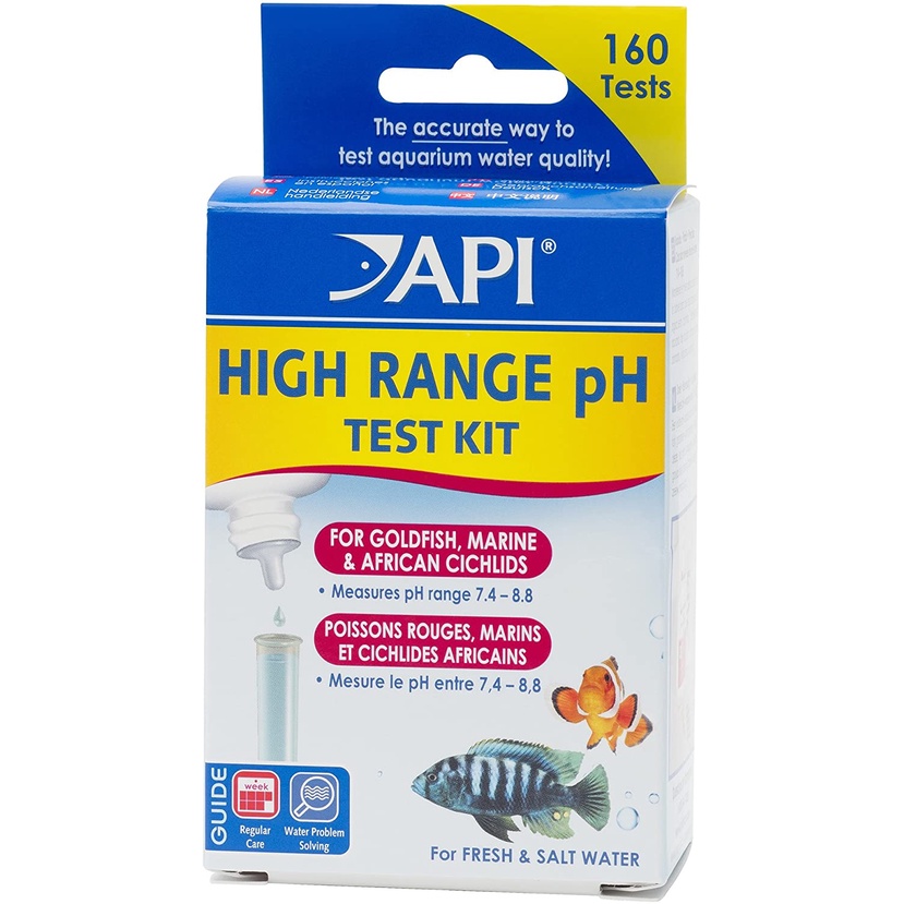 API HIGH RANGE PH TEST KIT 160-Test Freshwater and Saltwater Aquarium ...