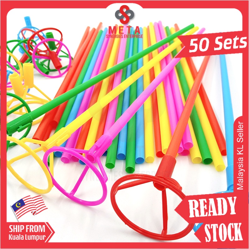 [50 Sets] Balloon Stick / Balloon Rod / Balloon Holder, Belon Stick ...