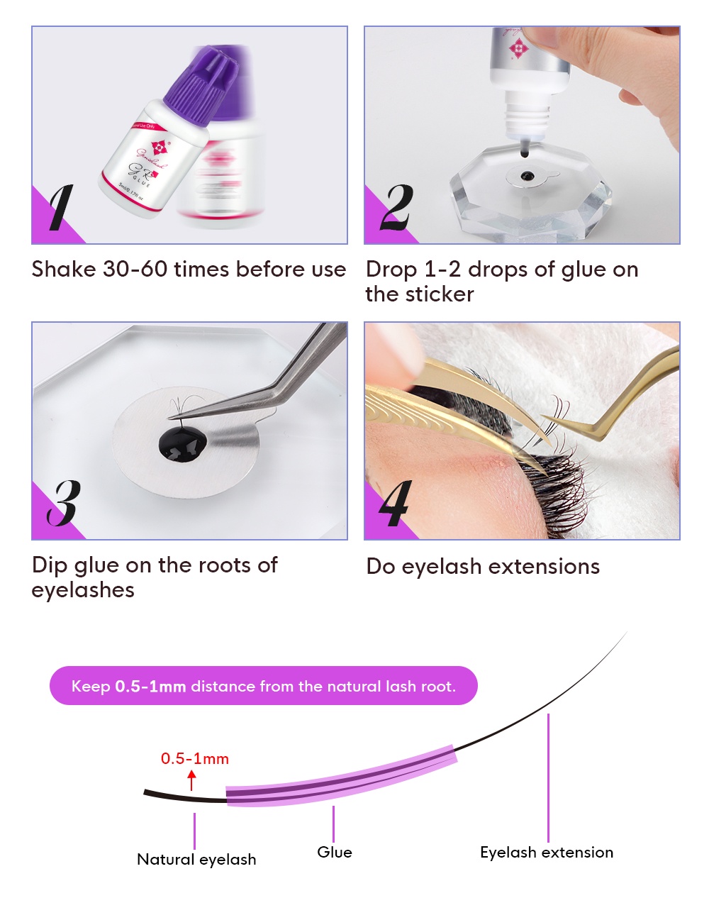 Genielash 0.5-1s Fast Drying Eyelash Extension Glue 6-7w Retention ...