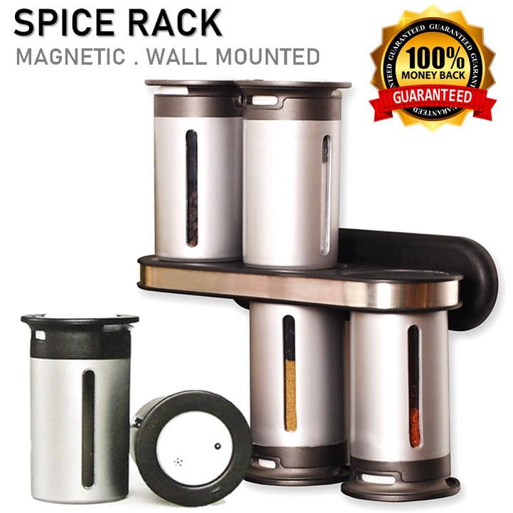 Zero Gravity Wall Mounted Magnetic Spice Rack Spices Organizer Storage ...