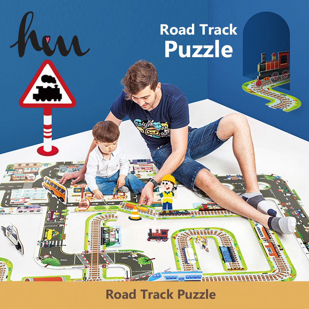 3 Different Types of DIY Kids Game Road & Railway Puzzle Set ...