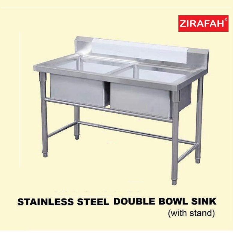 Zirafah Stainless Steel Double Deep Bowl Sink With Stand Commercial ...