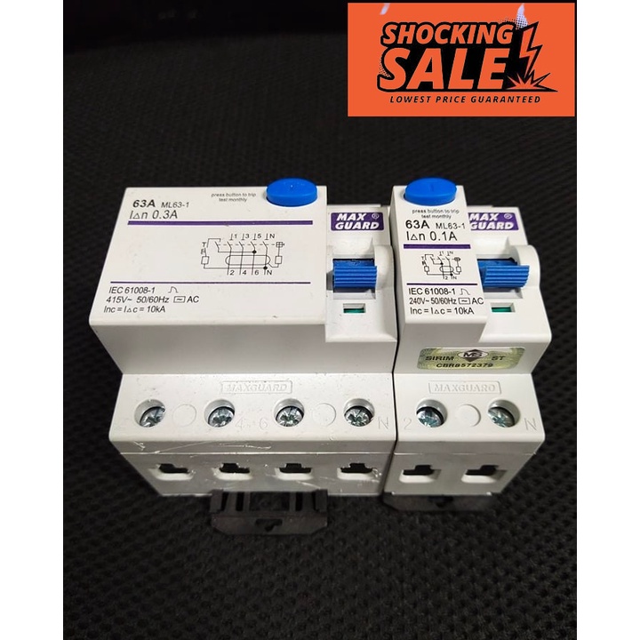 ⚡️SHOCKING SALE⚡️ SIRIM APPROVED ORIGINAL MAXGUARD ELCB 40A 63A RCCB ...