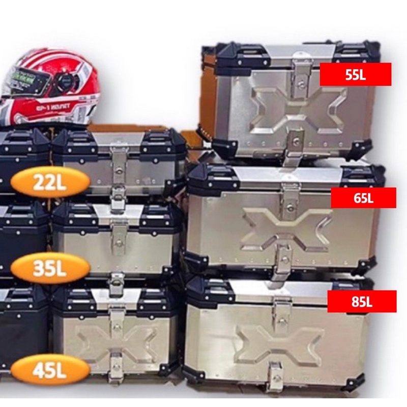 TOP BOX ALUMINIUM WITH BASE 22L 35L 45L 55L 65L 85L PLATE TAPAK ...