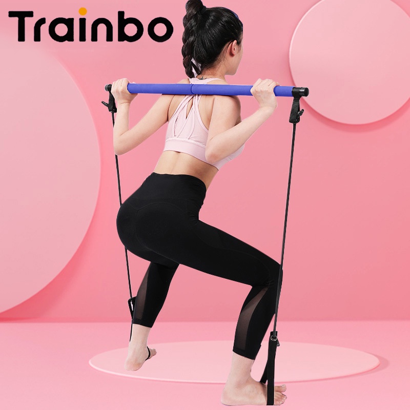 Trainbo Yoga Pilates Bar Stick Kit Resistance Bands Trainer Yoga Pull ...