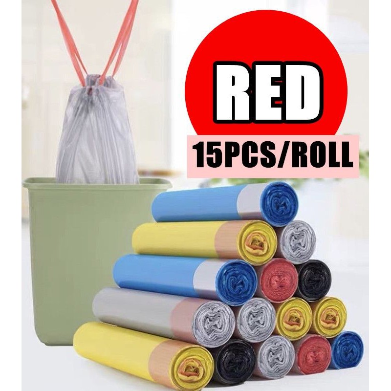 READY STOCK⭐3 Rolls Automatic Closing Garbage Bags with Rope (45cm x ...
