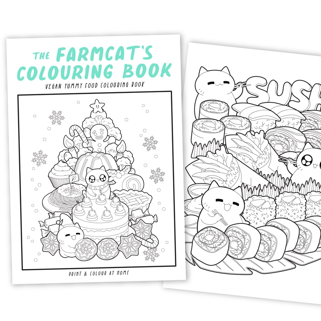 Printable Cute Cat & Food Colouring Page Bundle | Shopee Malaysia