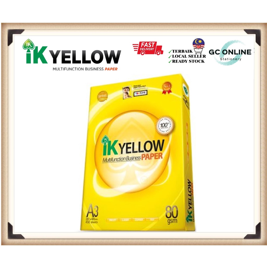 IK Yellow A3 Paper 500 Sheets 80Gsm / Kertas Photostat / Kertas Putih ...