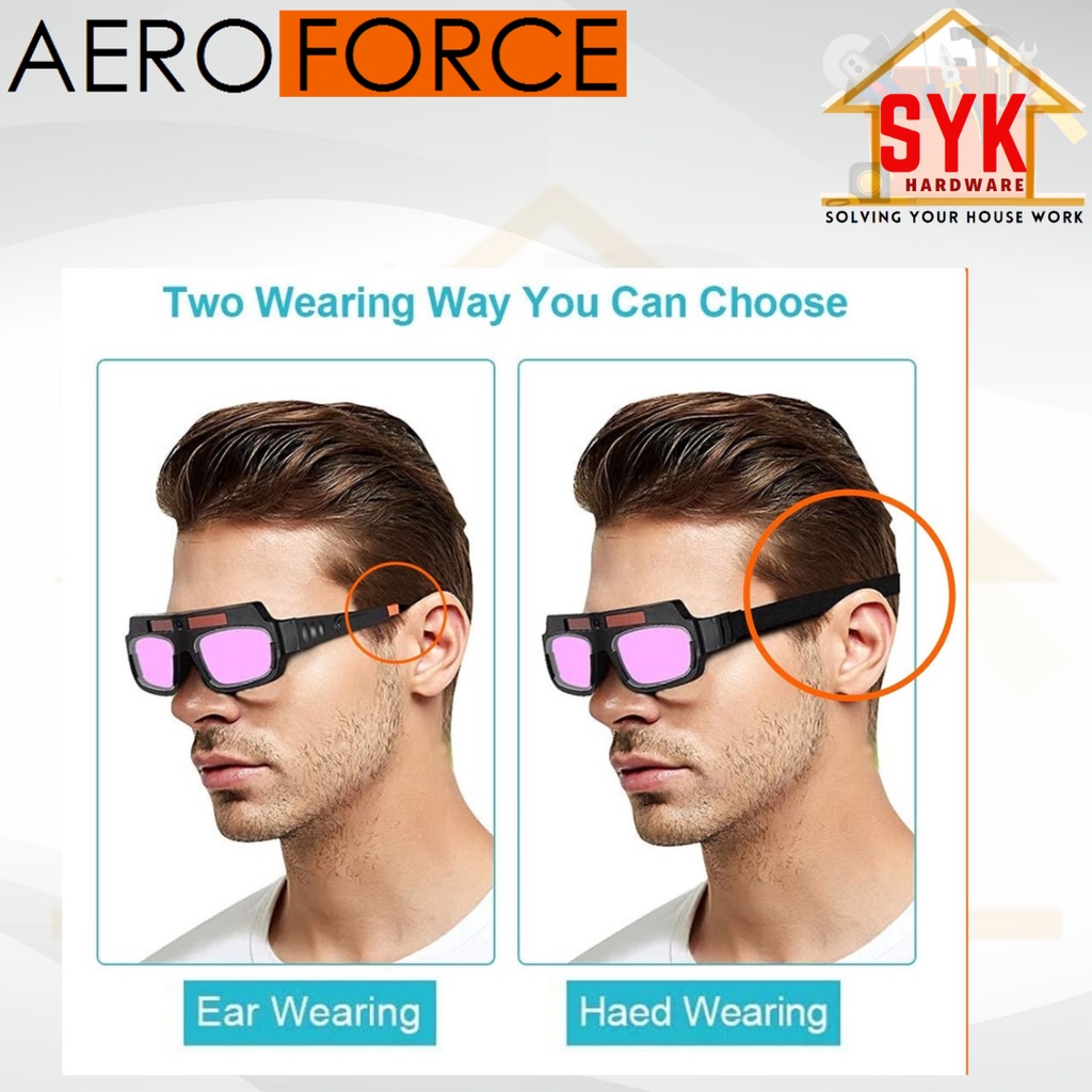 SYK AeroForce Solar Auto Darkening Welding Goggle Glass Eyes Goggle ...
