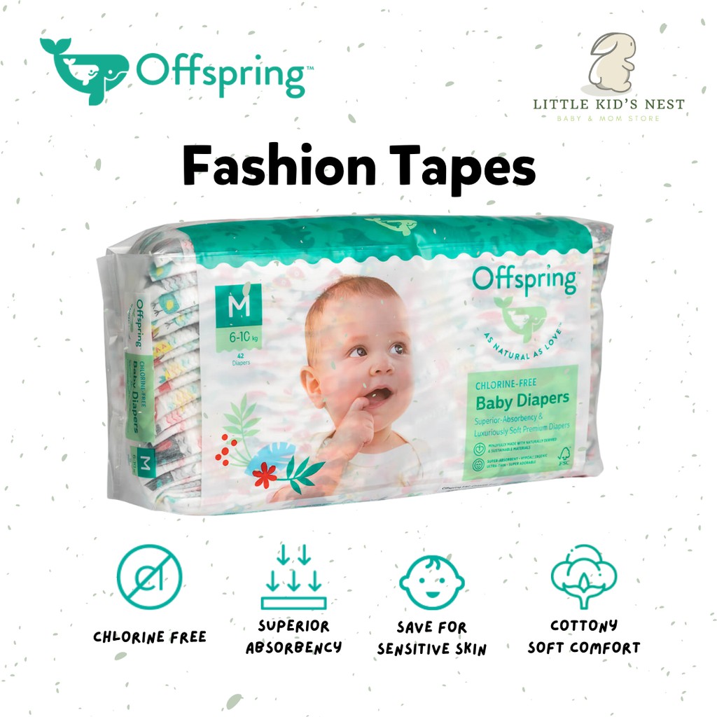 Offspring Fashion Tapes Diapers Chlorine Free Diapers XL 30 Superior ...