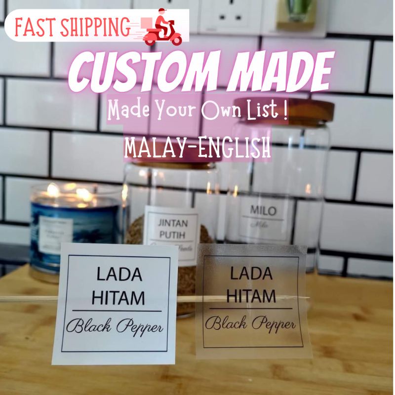 [CUSTOM MADE] 15pcs Kitchen Sticker Minimalist MALAY-ENGLISH / Label ...