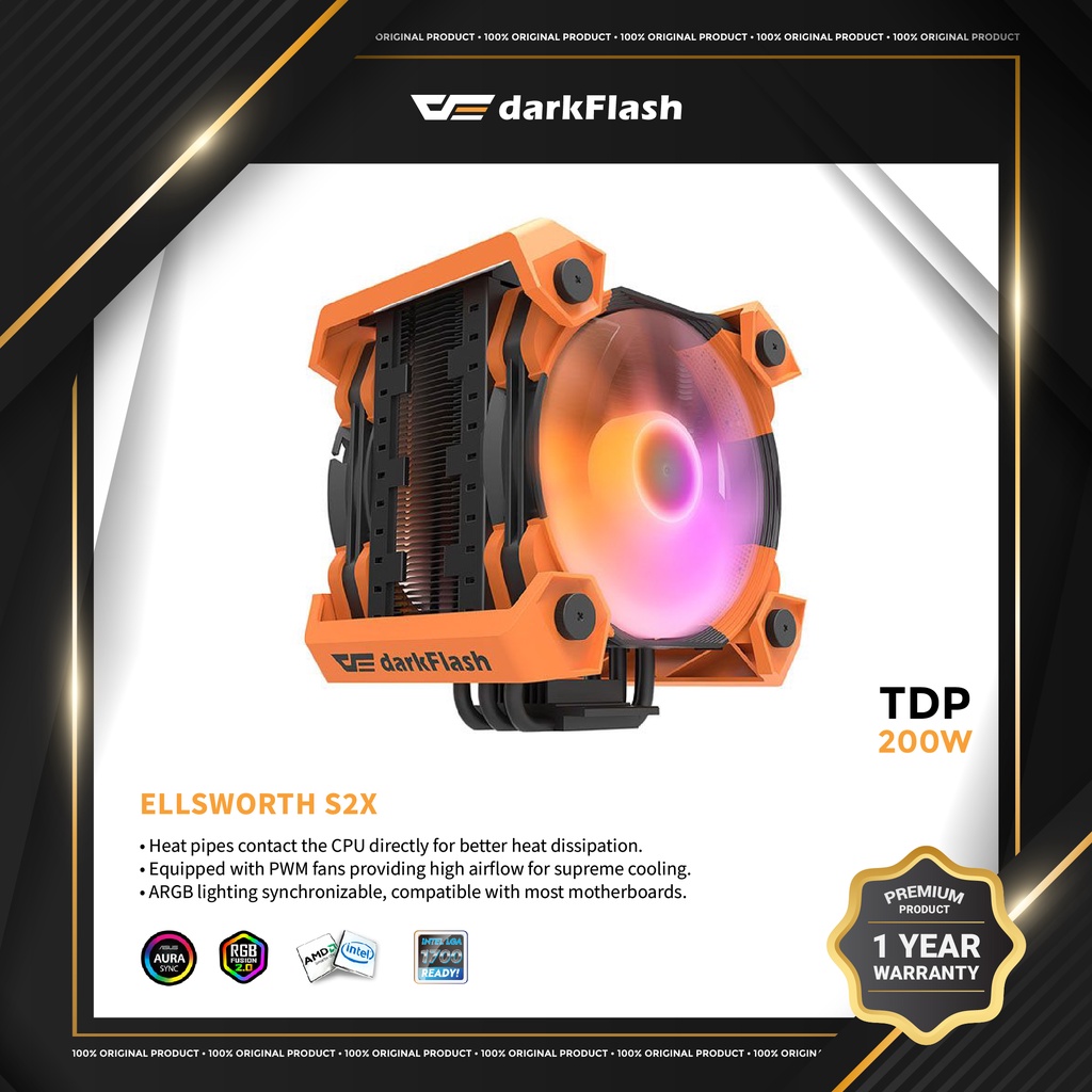 darkFlash Ellsworth S2X Dual Fan CPU Cooler TDP 200W | Shopee Malaysia