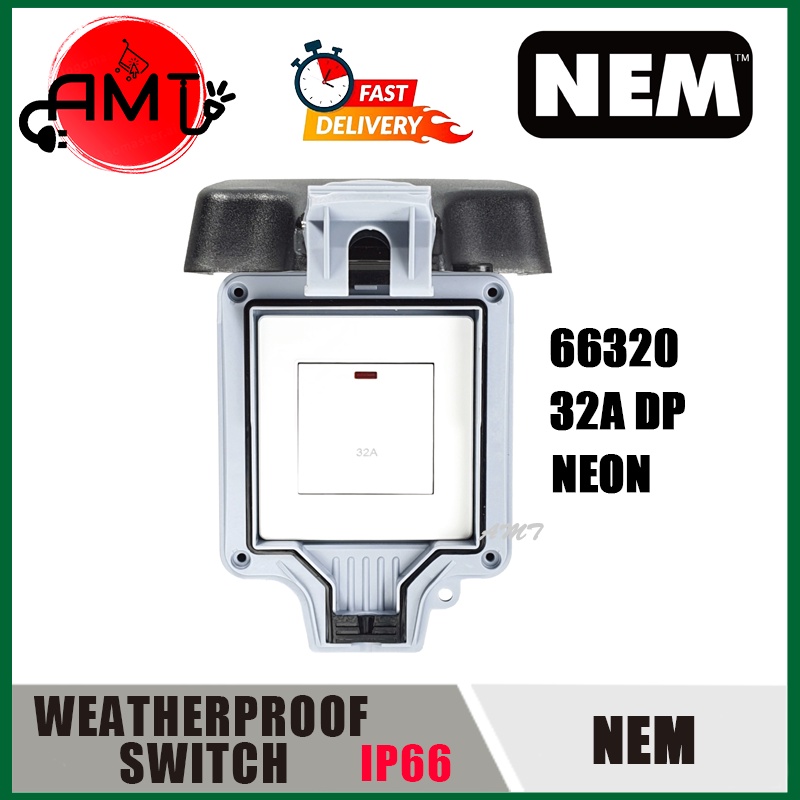 NEM WEATHERPROOF SWITCH 32A DP NEON SWITCH IP66 66320 | Shopee Malaysia