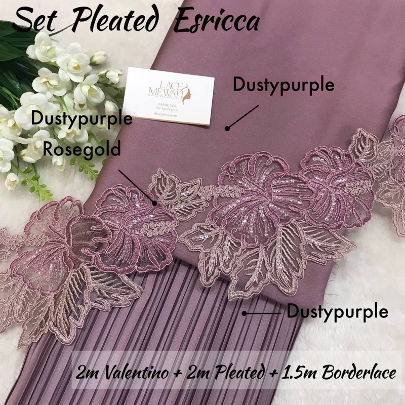🔥SET PLEATED🔥KAIN PASANG SEKALI LACE KAIN KOSONG BORDERLACE LACEMEWAH ...