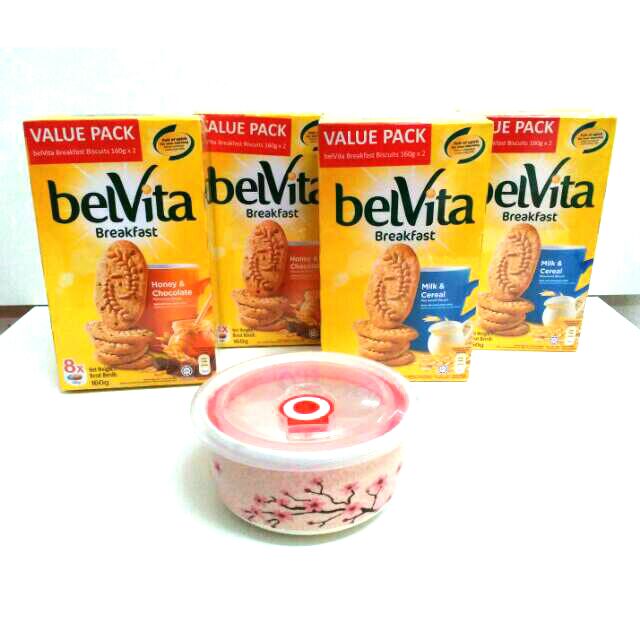 belvita biscuit Honey&Chocolate 4 packs /Milk & Cereal 4 packs(free 1bowl) | Shopee Malaysia