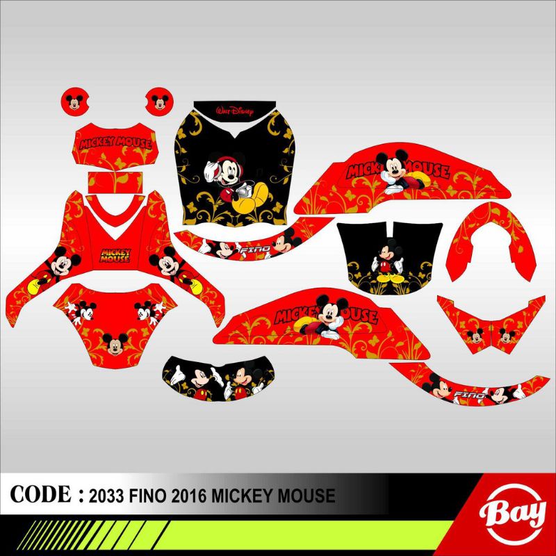 Fino Mickey Mouse Full Body Decal Sticker + Front and Rear Dashboard ...