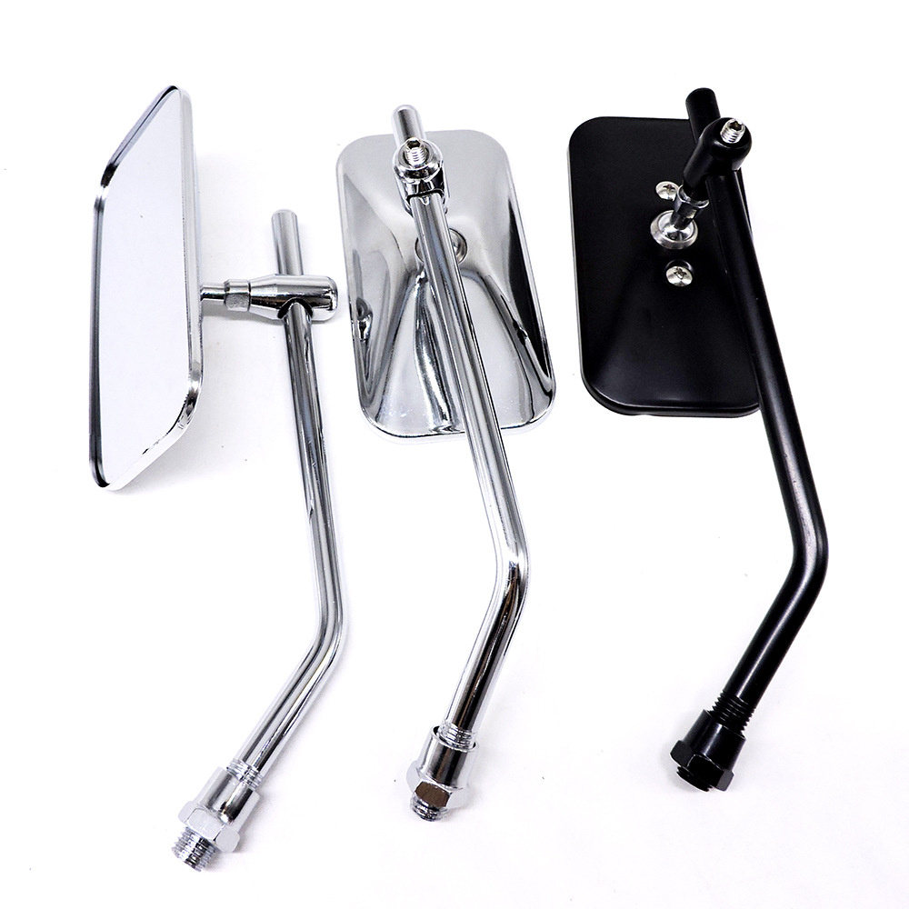 10mm Universal Motorcycle Side Mirrors Retro Modified Square Rearview ...