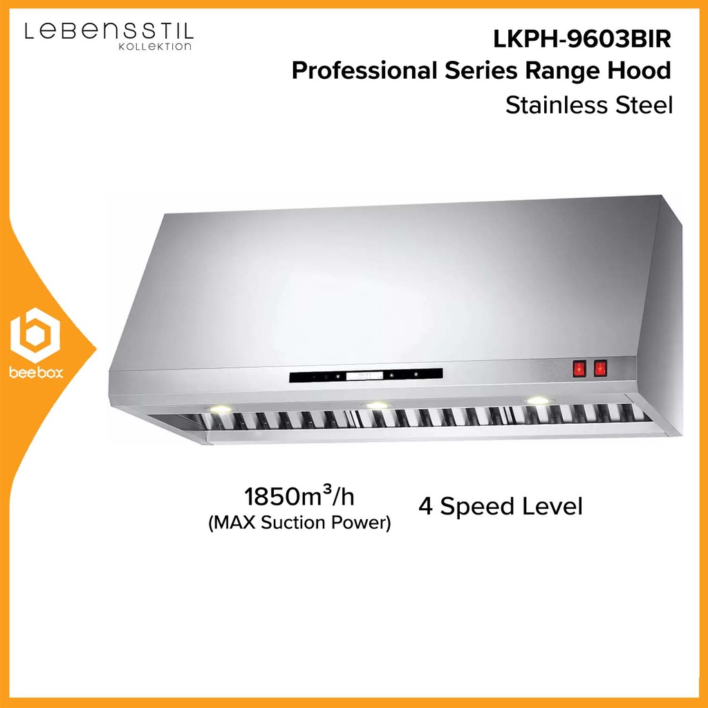 Lebensstil LKPH-9603BIR Professional Series Range Hood 1850 m³/h ...
