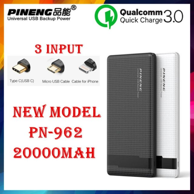 PINENG POWERBANK PN962 ORIGINAL SLIM DESIGN QC3.0 (20,000mah) | Shopee ...