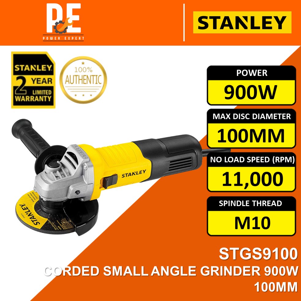 STANLEY STGS9100 4" SMALL ANGLE GRINDER 100MM | 900W | 11000 RPM MESIN ...