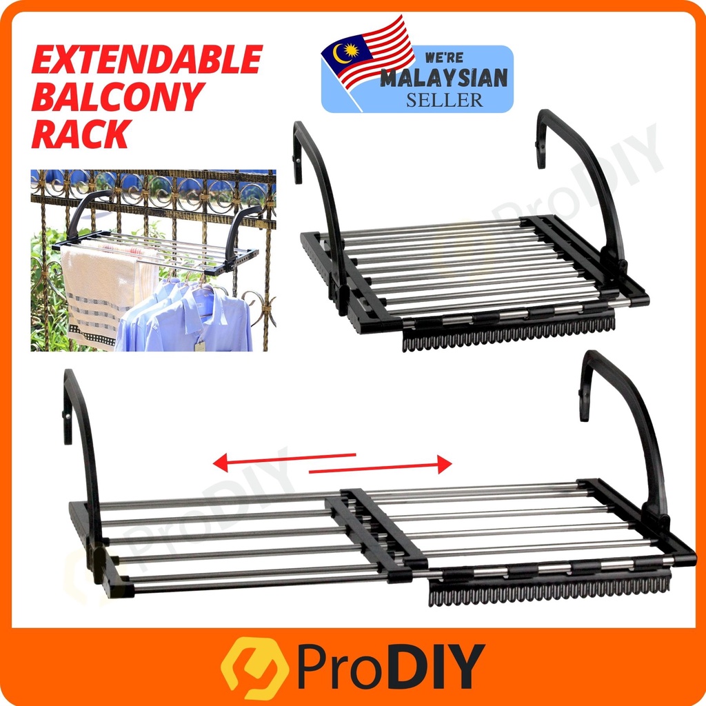 [Ready Stock] EXTENDABLE Cloth Hanger Balcony Hanging Racks with Clips ...