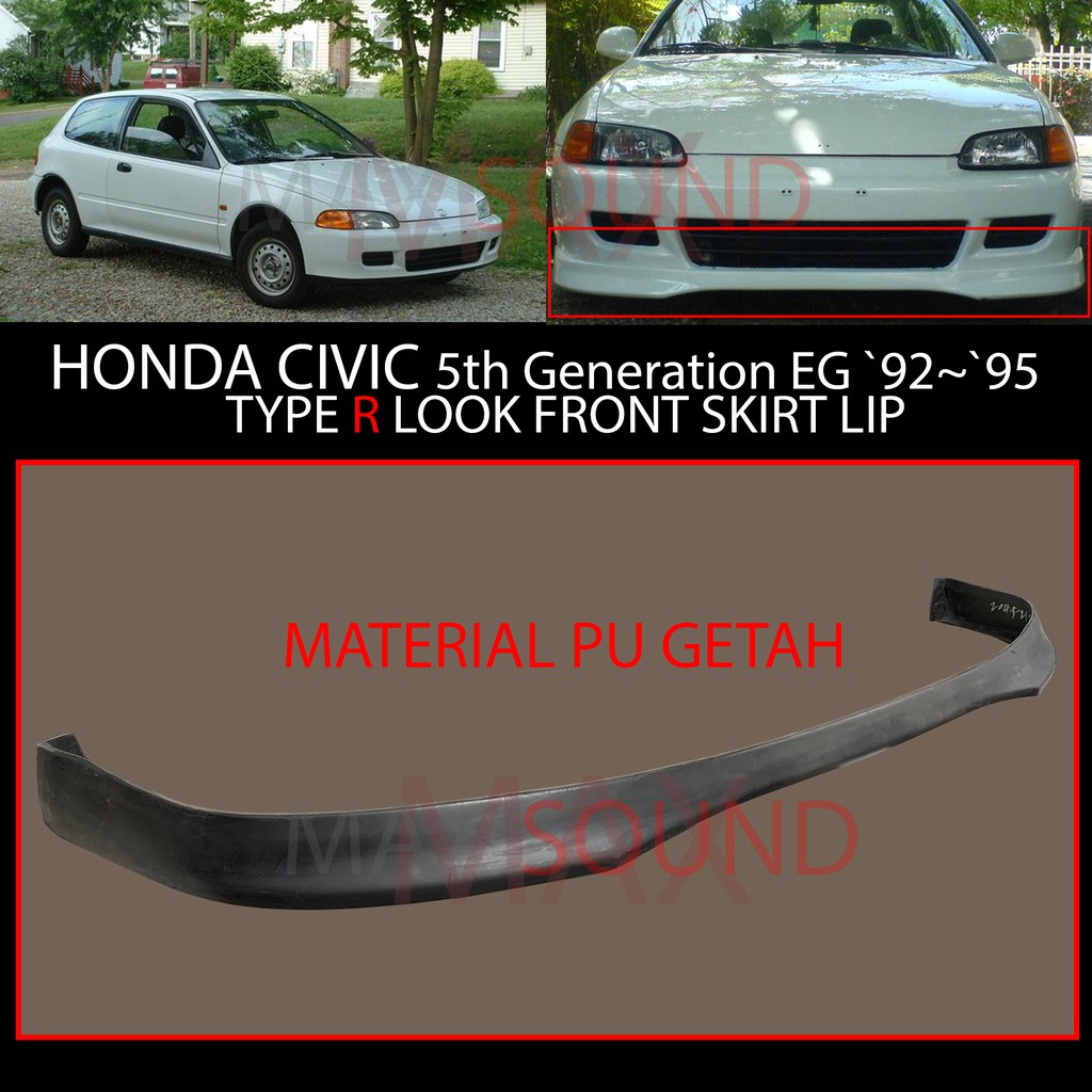 HONDA CIVIC 1992-1995 EG EG6 EJ1 EJ2 EH SR4 Generasi ke-5 TYPE R NAMPAK SKIRT DEPAN BIBIR ...