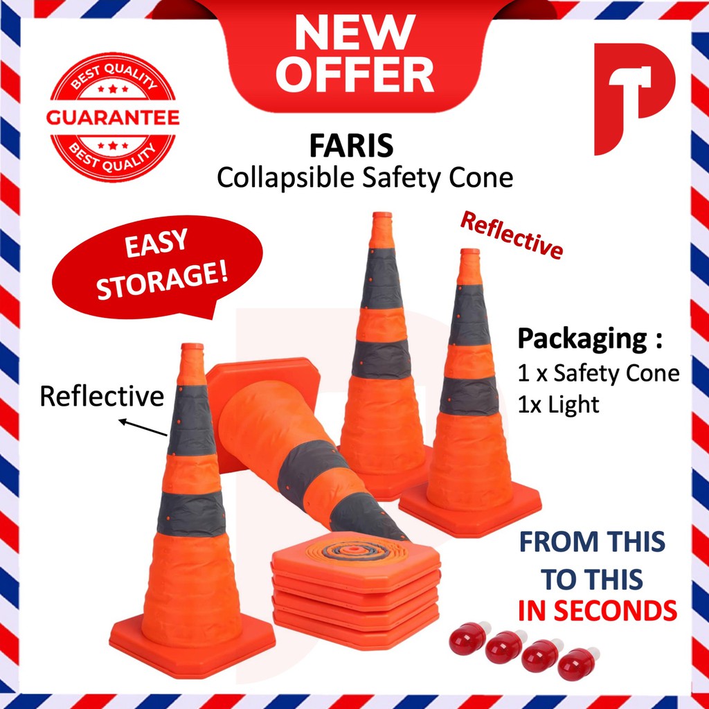 28" Height Collapsible Reflective Safety Traffic Cone 🔥 Ready Stocks 🔥 ...