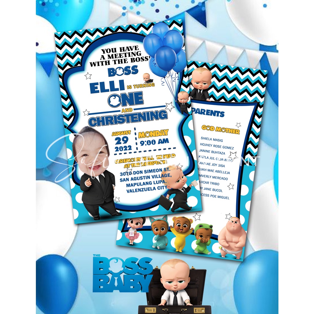 Boss Baby Invitation card with Theme Printed Envelope(Birthday ...