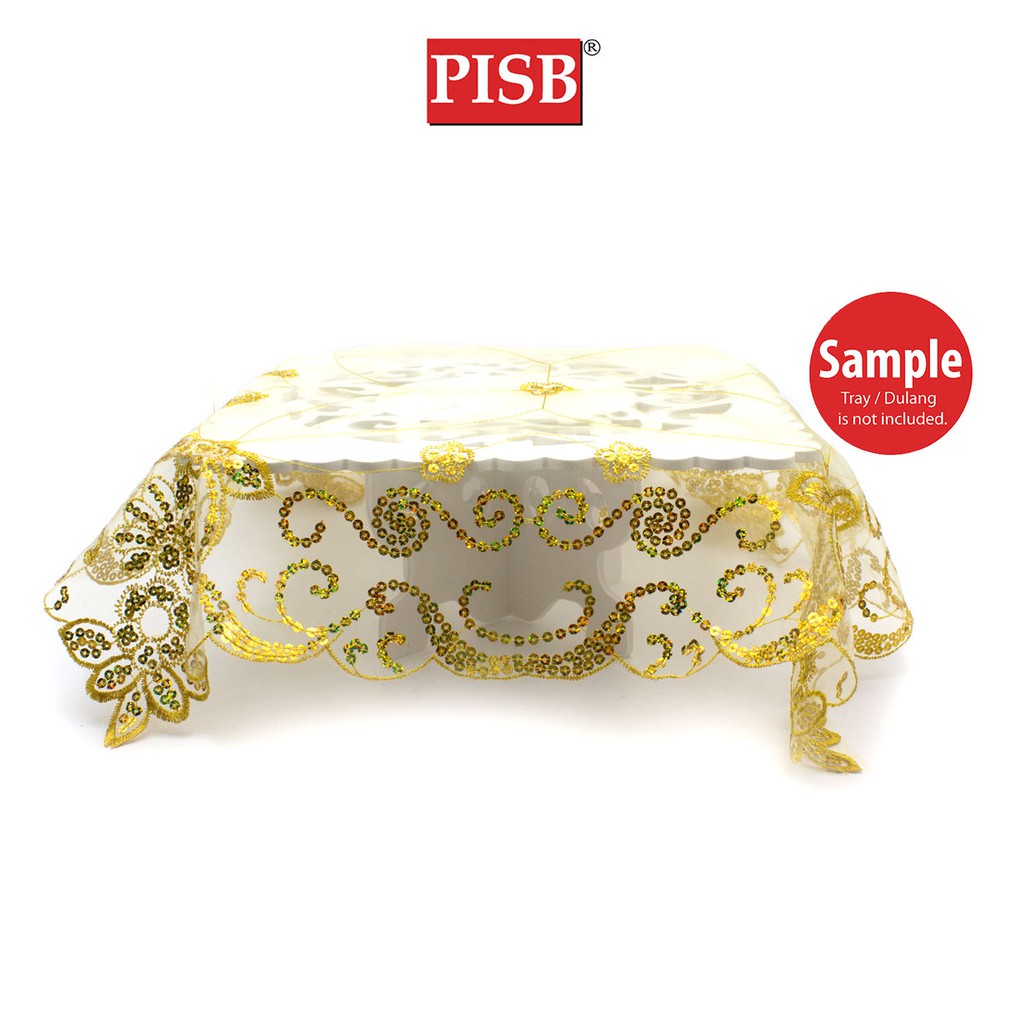 R070514 50*50CM Organza Sequin Square Alas Dulang For Dulang Hantaran ...