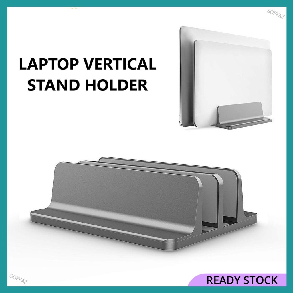Vertical Laptop Stand Double Desktop Holder with Adjustable Dock Rak ...