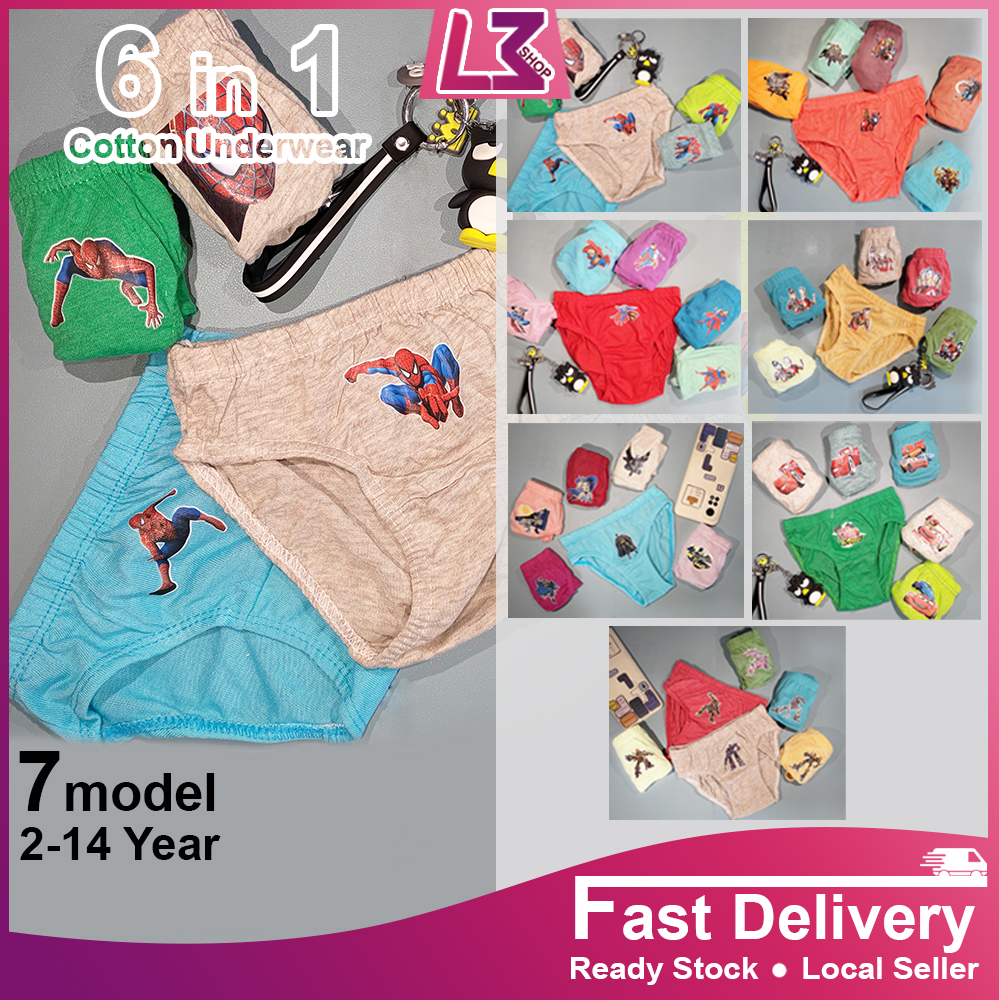 Ready Stock 6 IN 1 Kid Children Cartoon Boy Comfortable Briefs ...