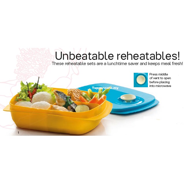 [Ready Stock]Tupperware Reheatable Divided Lunch Box (1) 1.0L | Shopee ...