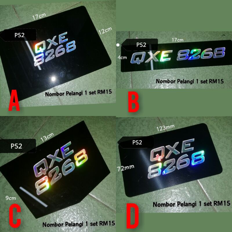 *Nombor Plate Motor Belakang Kecil* - Nombor Pelangi (Tinggi 1.5cm ...