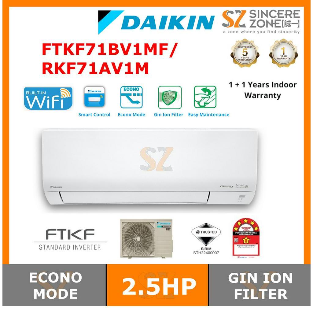 Daikin FTKF71C /RKF71C 2.5HP R32 Gin-ION Filter WIFI Standard Inverter Smart Control Wall ...
