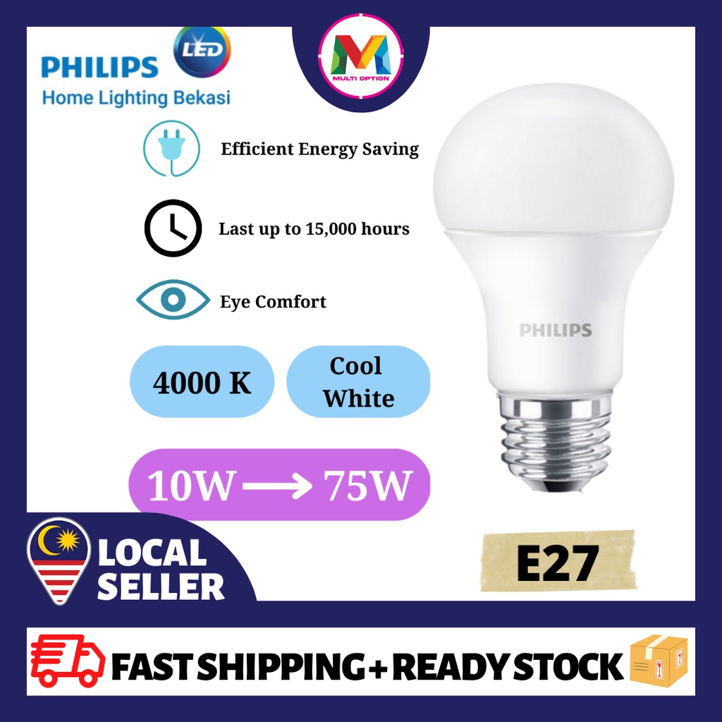READY STOCK#PHILIPS CorePro LED Bulb 10W E27 4000K CoolWhite Natural ...