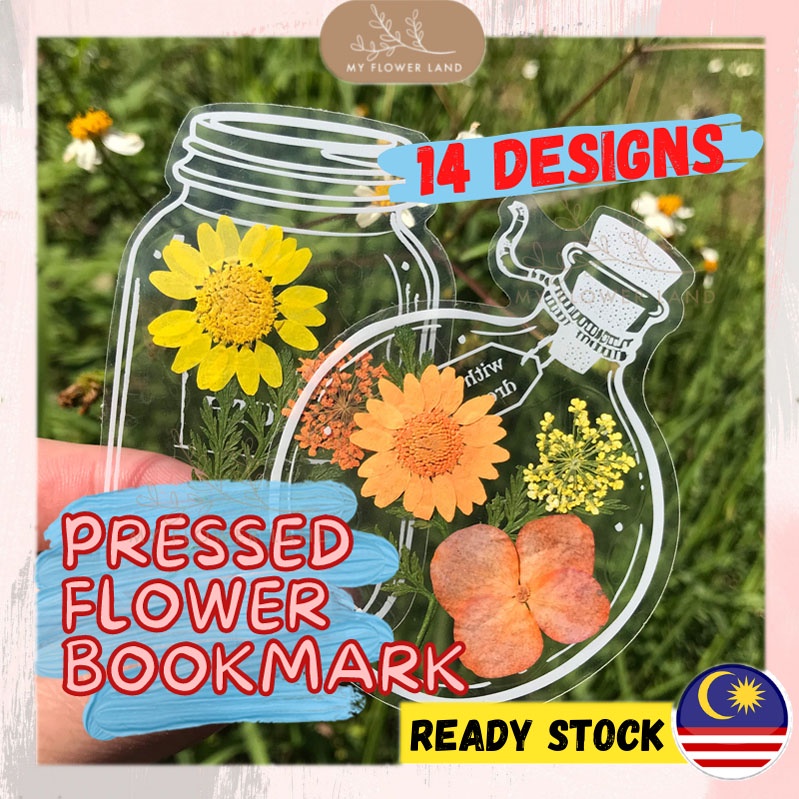 DIY Sticker Bookmark Dried Pressed Flowers Perfume Drift Glass Bottle ...