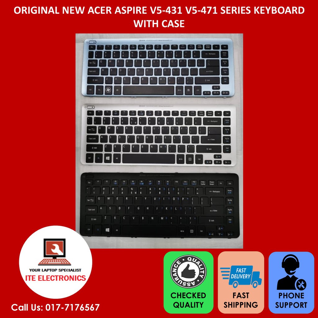 ORIGINAL ACER ASPIRE V5-431 V5-471 SERIES KEYBOARD WITH CASE (USED ...