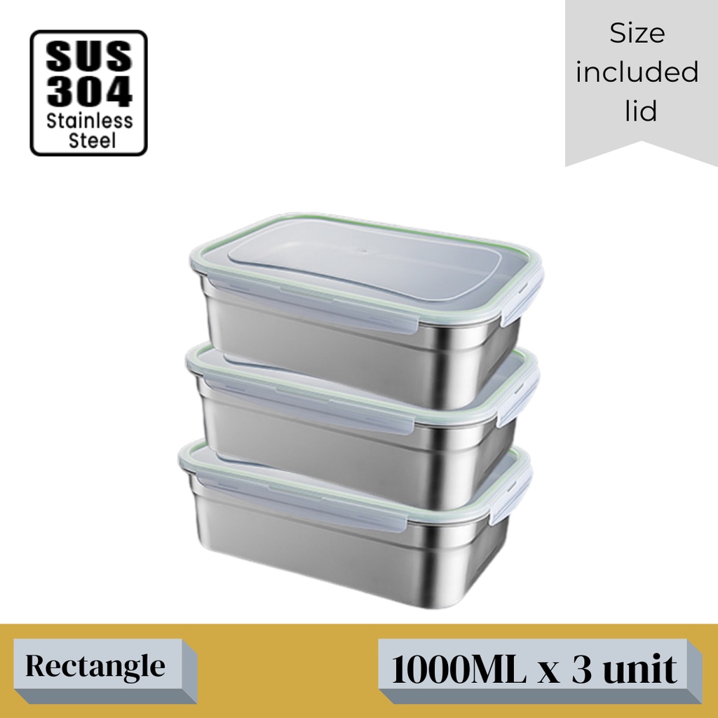 JX/EZALO 316 Stainless Steel Rectangle Snap Lock Storage Container ...