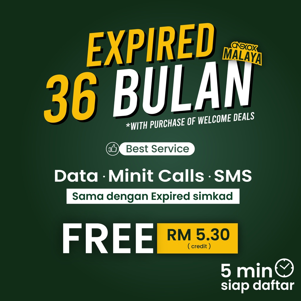 Onexox Sim Kad 5G Prepaid *36 BULAN* [ Daftar Sendiri ] Extra Free RM 5 ...